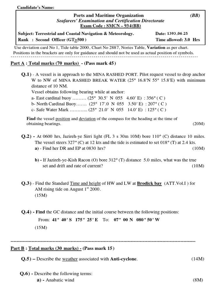 Seafarers' Examination and Certification Directorate | PDF