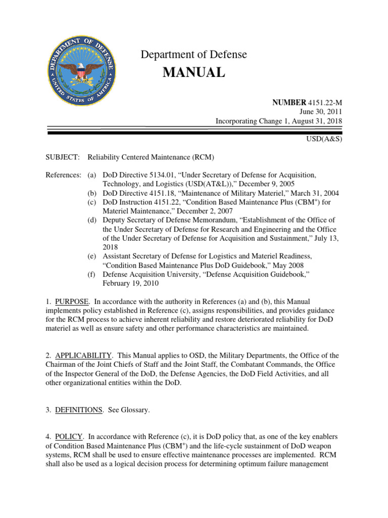 DoD Reliability Centered Maintenance Manual | PDF | Performance ...