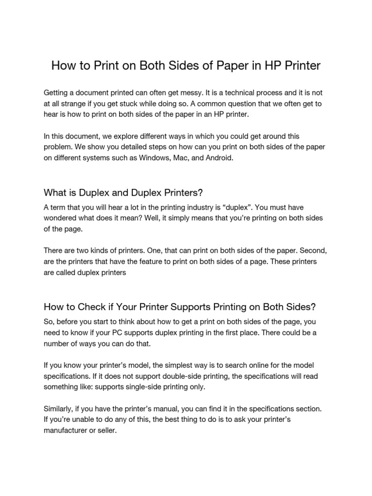 How To Print On Both Sides of Paper in HP Printer | PDF | Printer ...