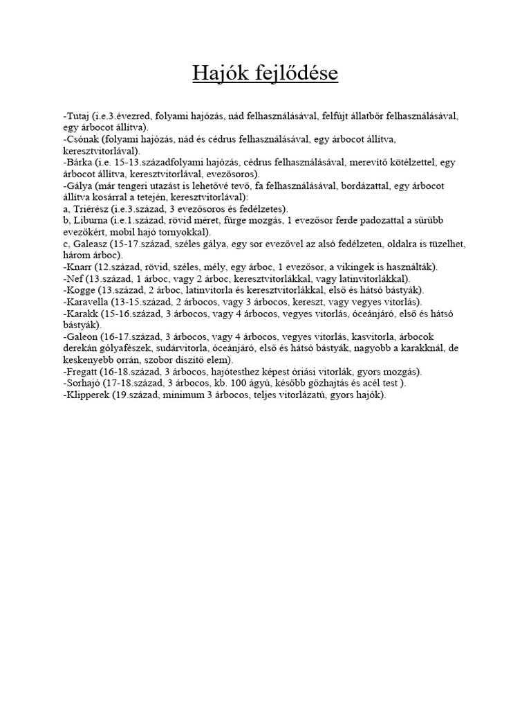 Hajók Fejlődése | PDF