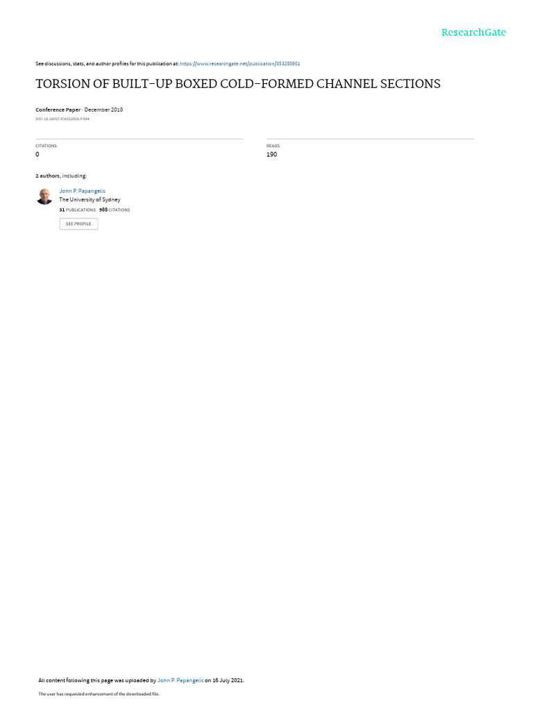 Torsion of Built-Up Boxed Cold-Formed Channel Sections | PDF | Buckling ...