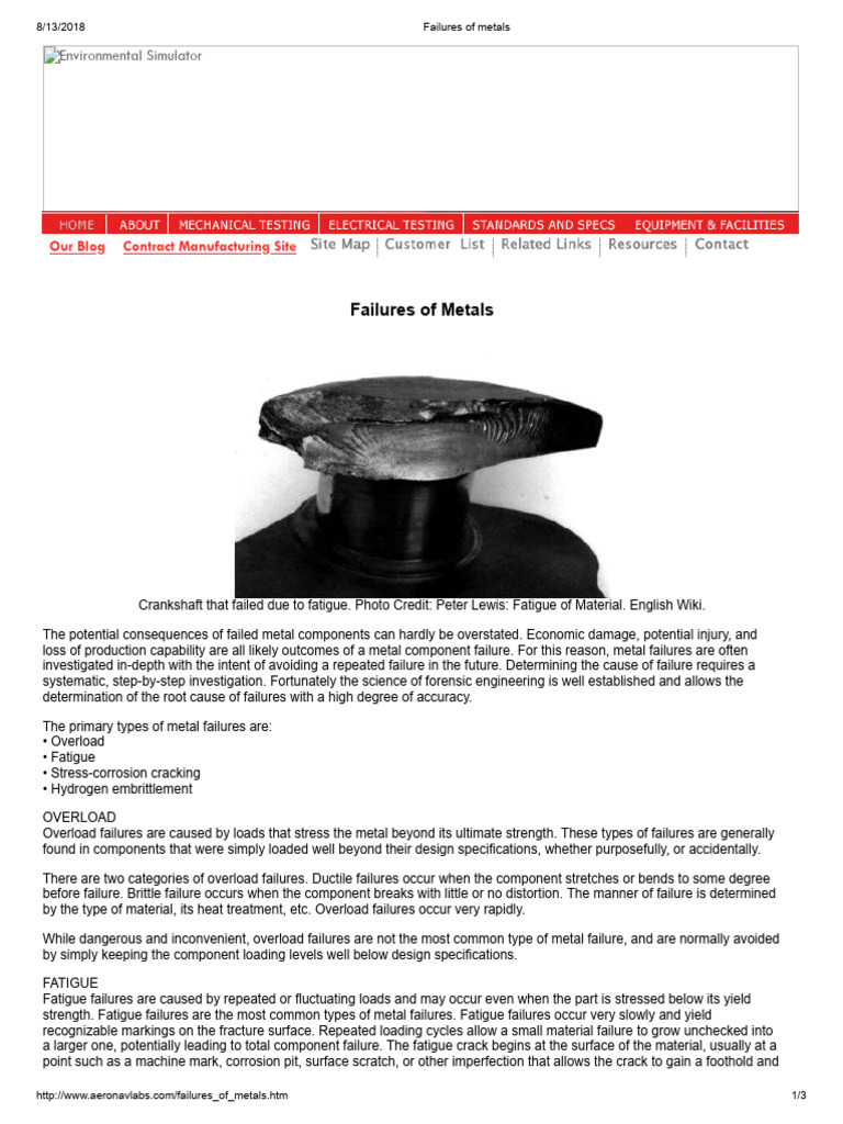 Failures of Metals | PDF | Fracture | Fatigue (Material)