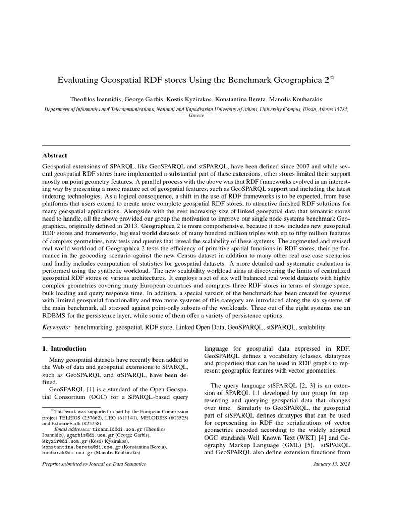 Geospatial RDF Store Benchmarking | PDF | Databases | Resource Description Framework