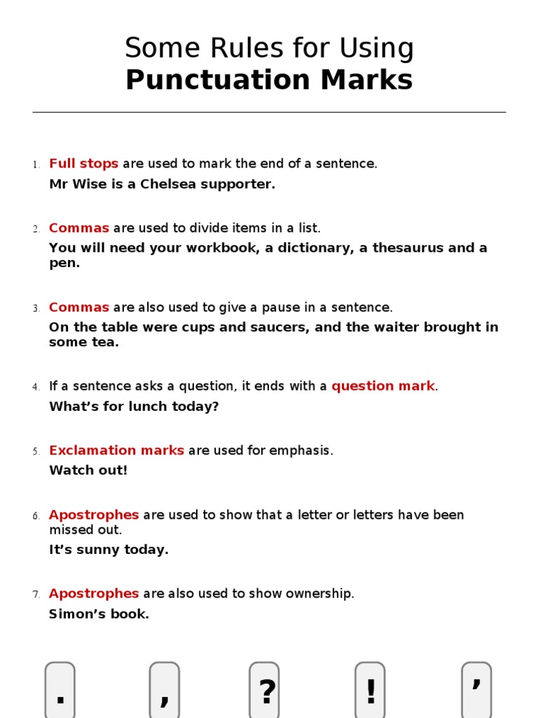 Punctuation Marks: Some Rules For Using | PDF | Science & Mathematics