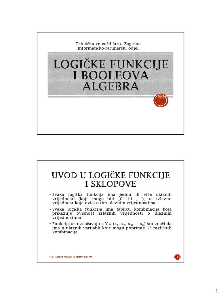 2) 2. Booleove Funkcije I Algebra | PDF