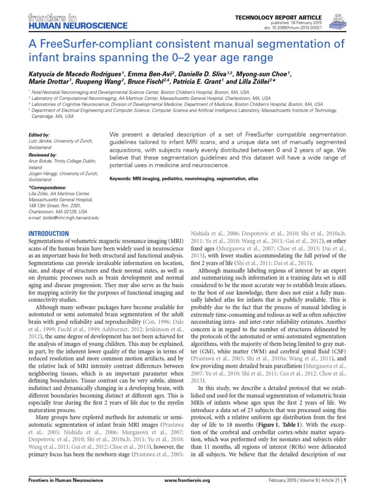 A FreeSurfer-compliant Consistent Manual Segmentation of Infant Brains ...
