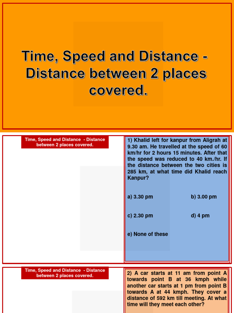 490, 001. TSD Distance Between 2 Places Covered PDF | PDF | Speed ...