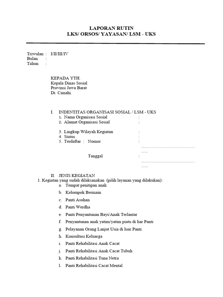 Format Laporan Rutin | PDF