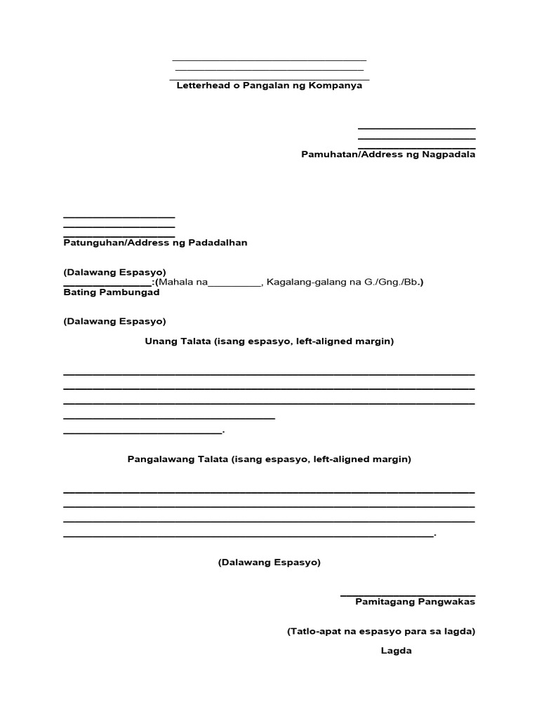 Halimbawa NG Liham Pang Negosyo | PDF