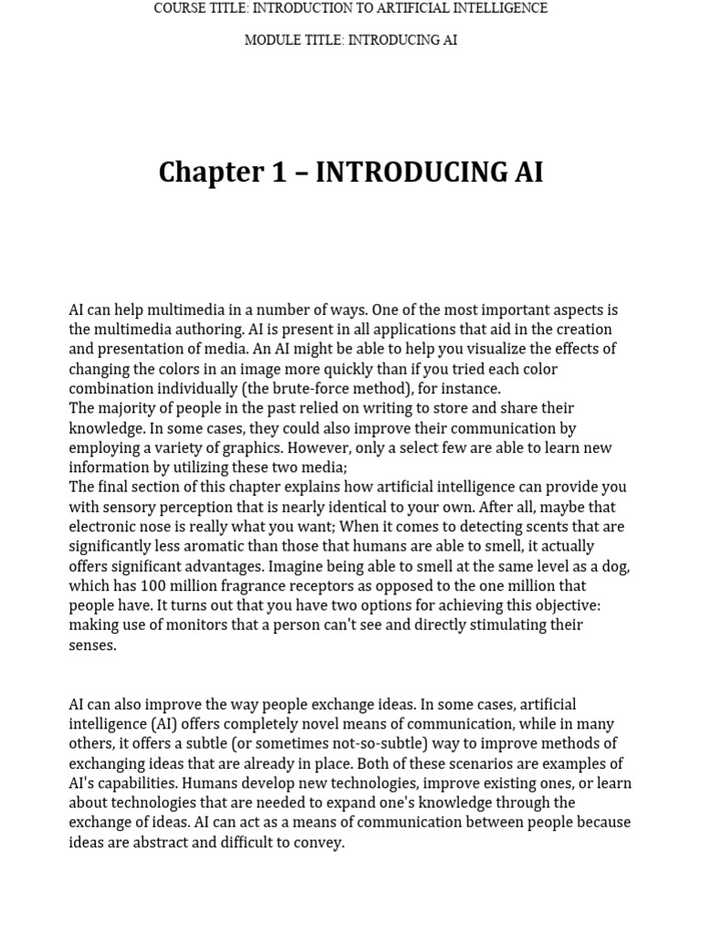 Week 1 Introduction To Artificial Intelligence Week 1 | PDF | Artificial Intelligence ...