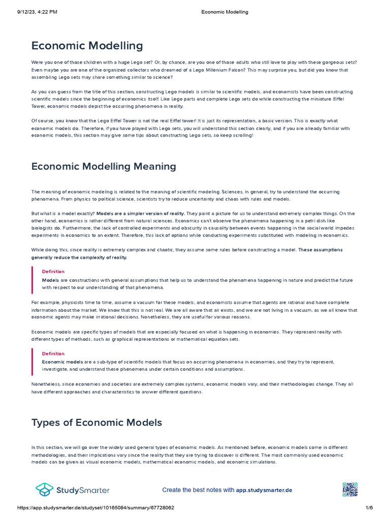 Economic Modelling | PDF | Demand | Economic Model