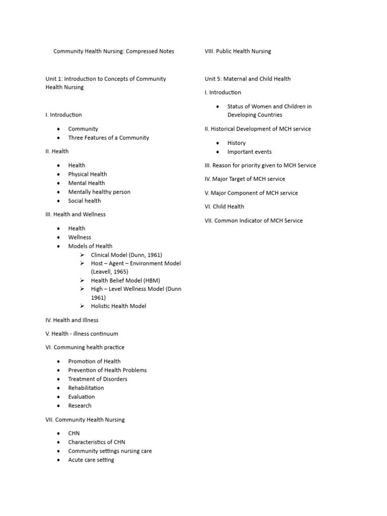 Community Health Nursing Notes | PDF