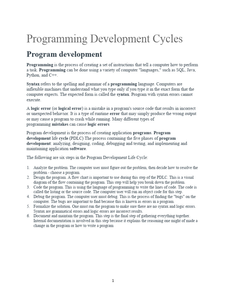 Programming Development Cycles | PDF