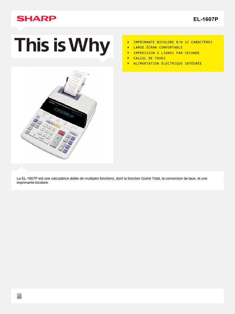 Sharp EL-1607P Manuel D'utilisation | PDF