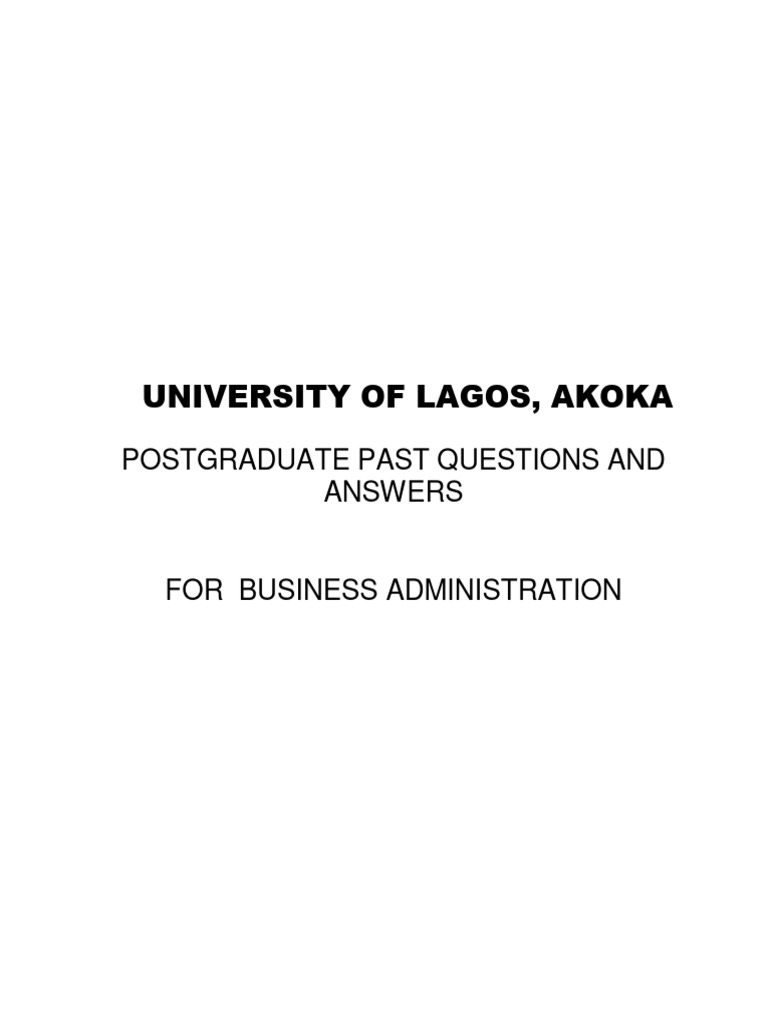 UNILAG Postgraduate Past Questions and Answers Edustore - NG | PDF