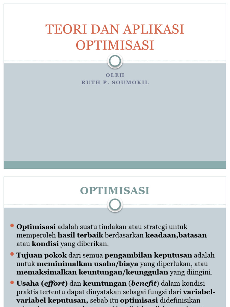 01 Teori Dan Aplikasi Optimasi | PDF