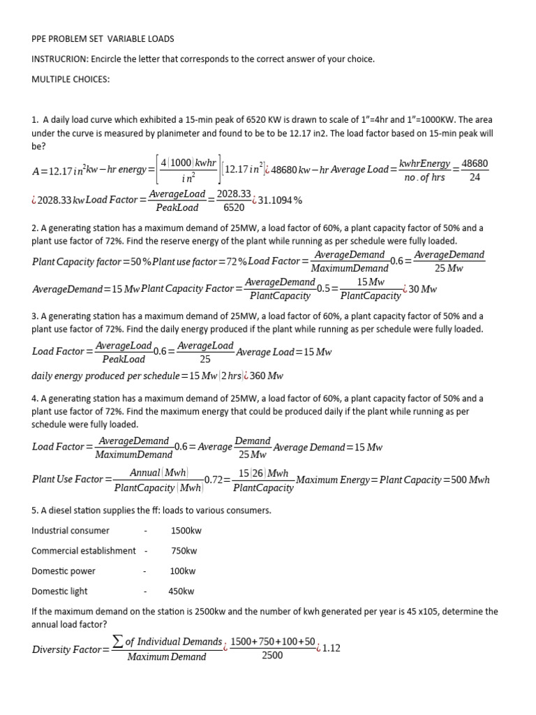Variable Loadsdocx PDF Free | PDF | Power Station | Watt