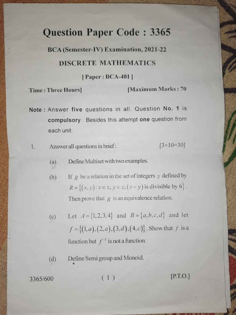 Discrete Mathematics Paper 2022 | PDF Discrete Mathematics Paper 2022 | PDF