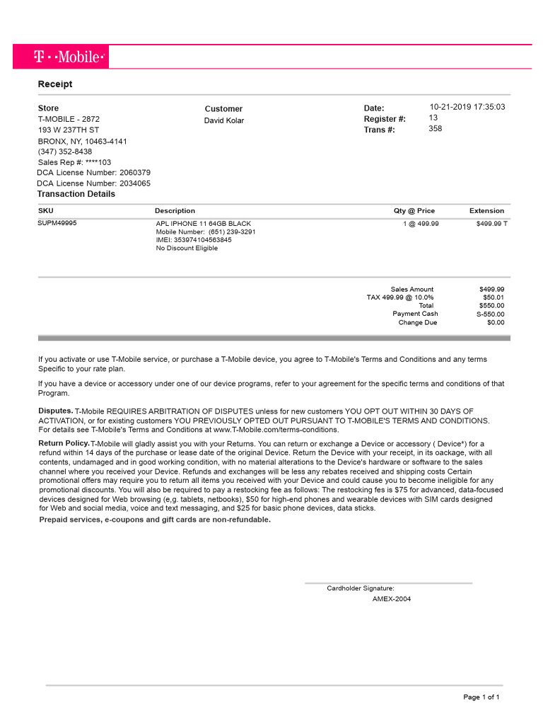 My Invoice T-Mobile | PDF