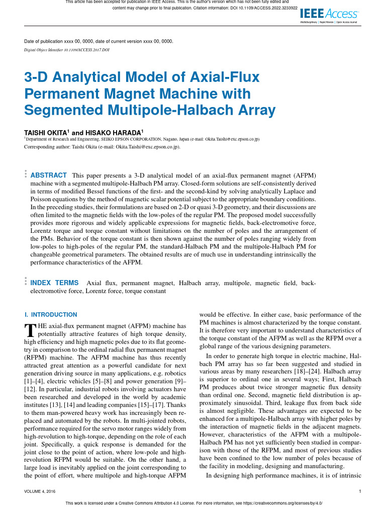3 D Analytical Model Of Axial Flux Permanent Magne Pdf Finite Element Method Magnetic Field