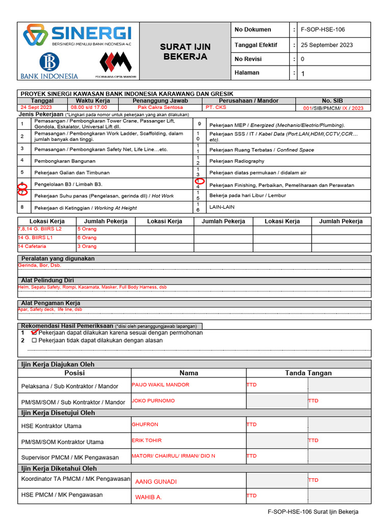 02a-F-SOP-HSE-106 Form Surat Ijin Bekerja (Kawasan BI Masa Transisi ...