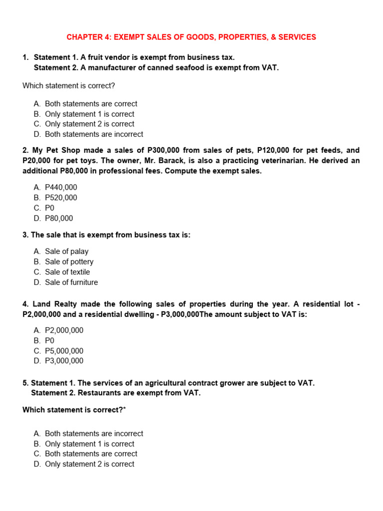 Chapter 4 - Tax Peer Tutoring Quiz | PDF Chapter 4 - Tax Peer Tutoring Quiz | PDF