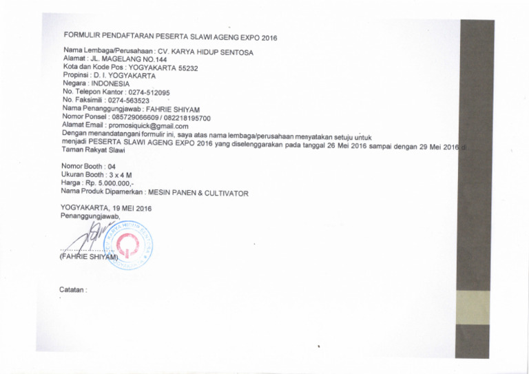 Pendaftaran Slawi Expo 003 | PDF