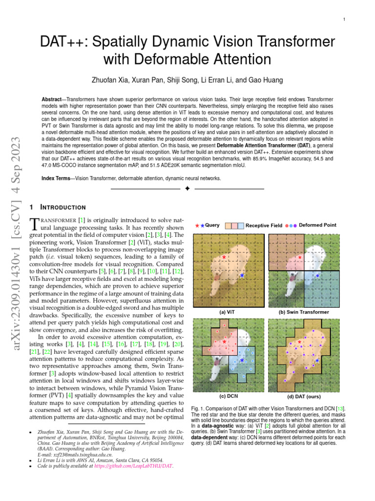DAT++: Spatially Dynamic Vision Transformer With Deformable Attention ... DAT++: Spatially Dynamic Vision Transformer With Deformable Attention ...
