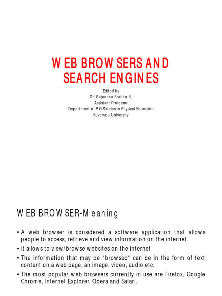 Web Browsers and Seach Engines | PDF | World Wide Web | Internet & Web