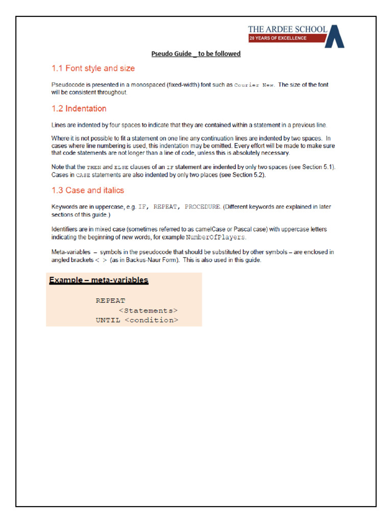 Pseudocodes Guide Pdf