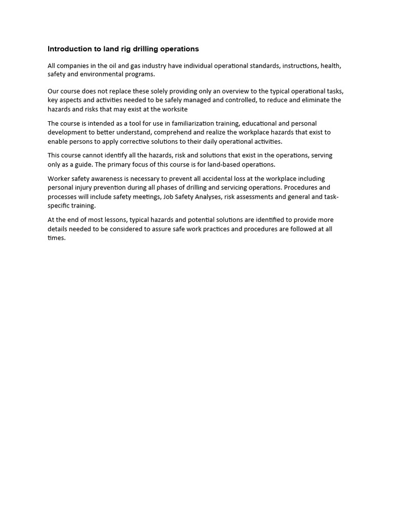 Safe Land Rig Operations Rev1 | PDF