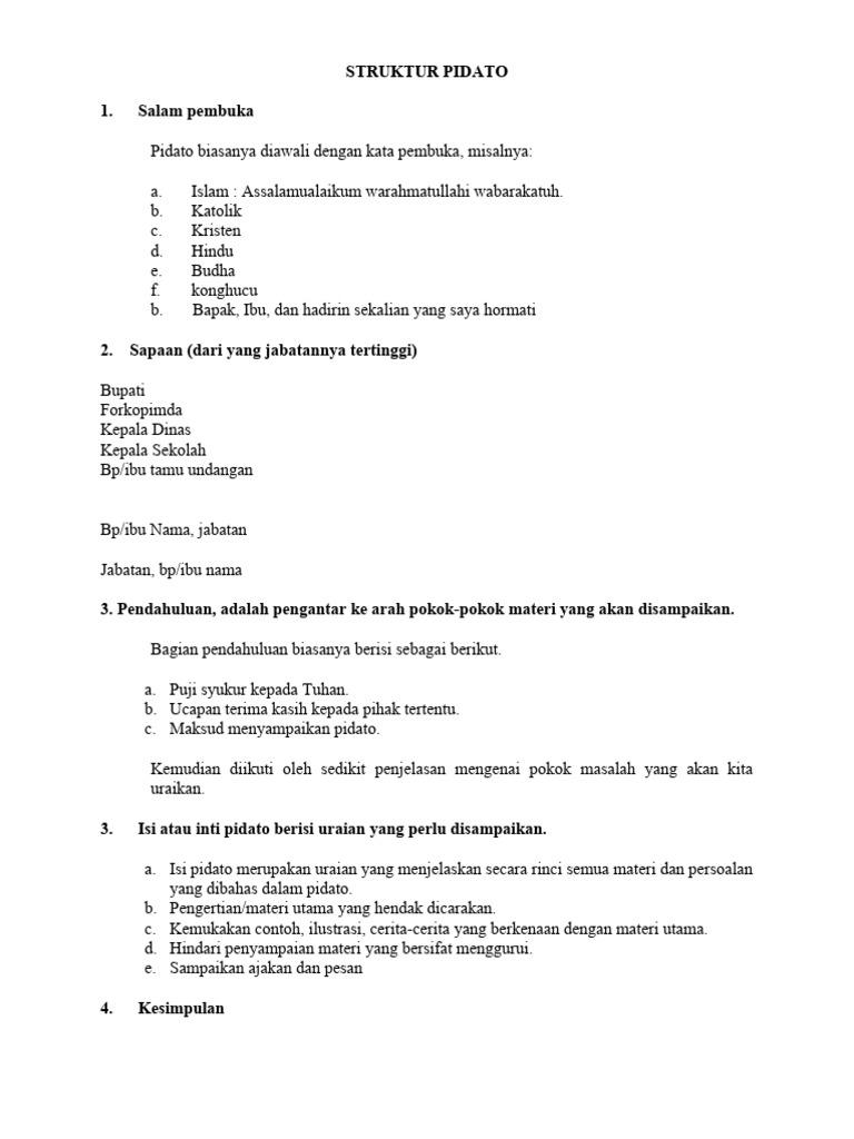 Struktur dan Komponen Pidato Efektif | PDF