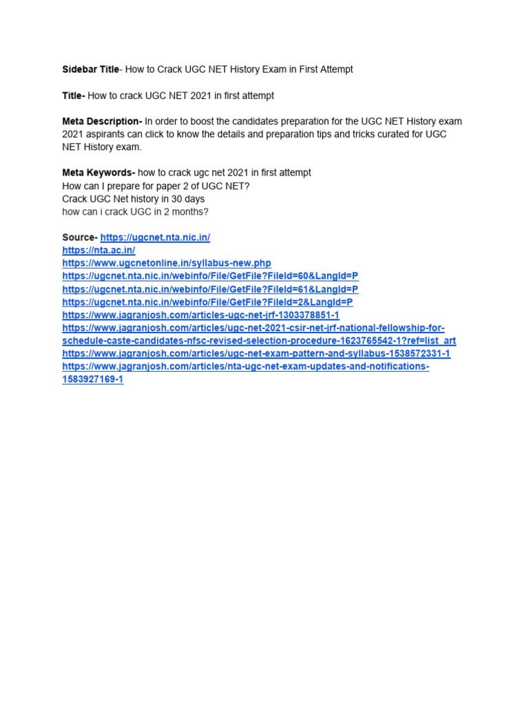 How To Crack UGC NET History Exam in First Attempt | PDF