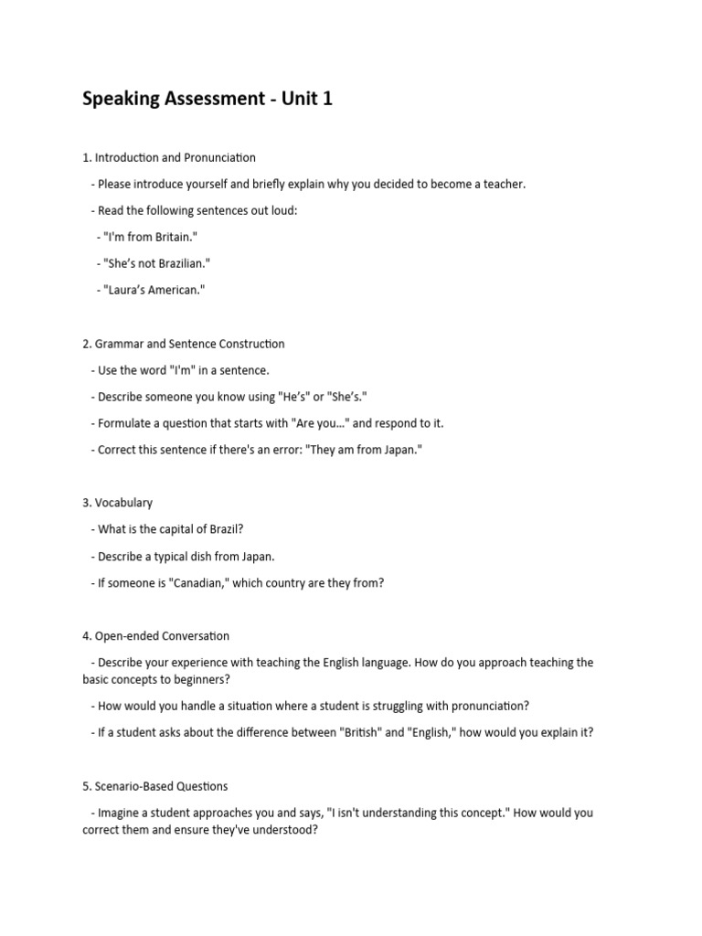 Empower A1 Speaking Question | PDF