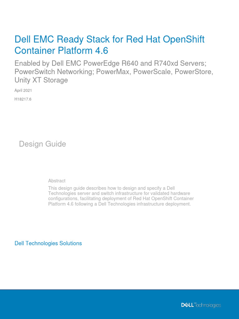 Dell EMC Ready Stack For Red Hat OpenShift Container | PDF