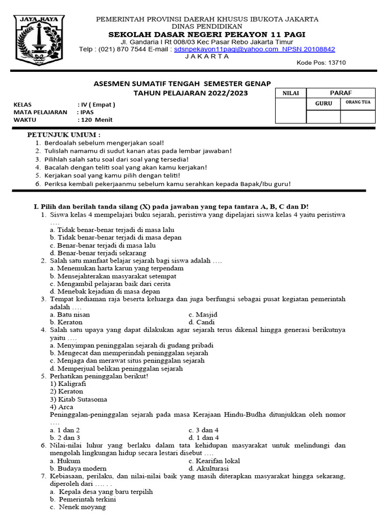 Sumatif Tengah Semester Genap IPAS 2023 | PDF