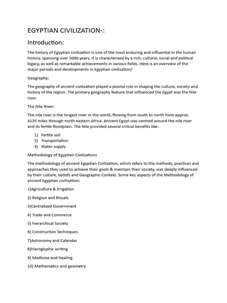 Egyptian Civilization | PDF | Ancient Egypt | Civilization