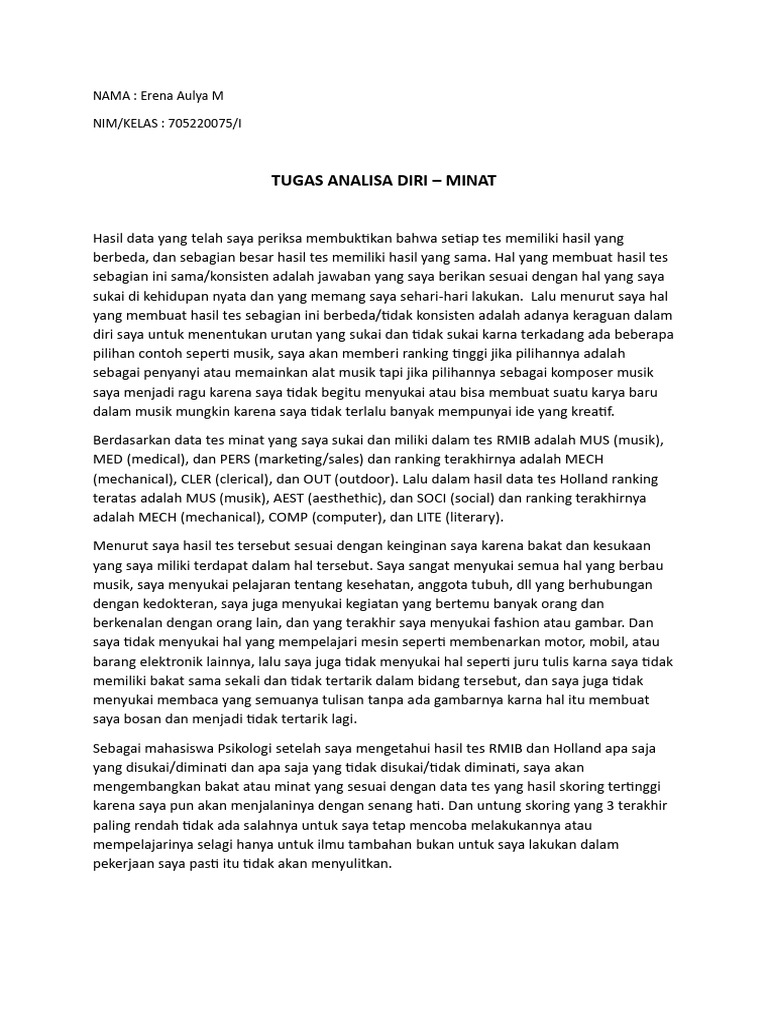 075 Erena Aulya I Analisa Diri | PDF