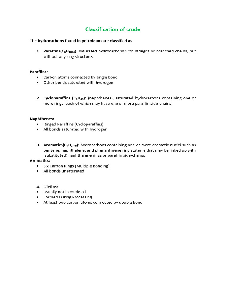 Classification of Crude Oil | PDF | Cracking (Chemistry) | Oil Refinery