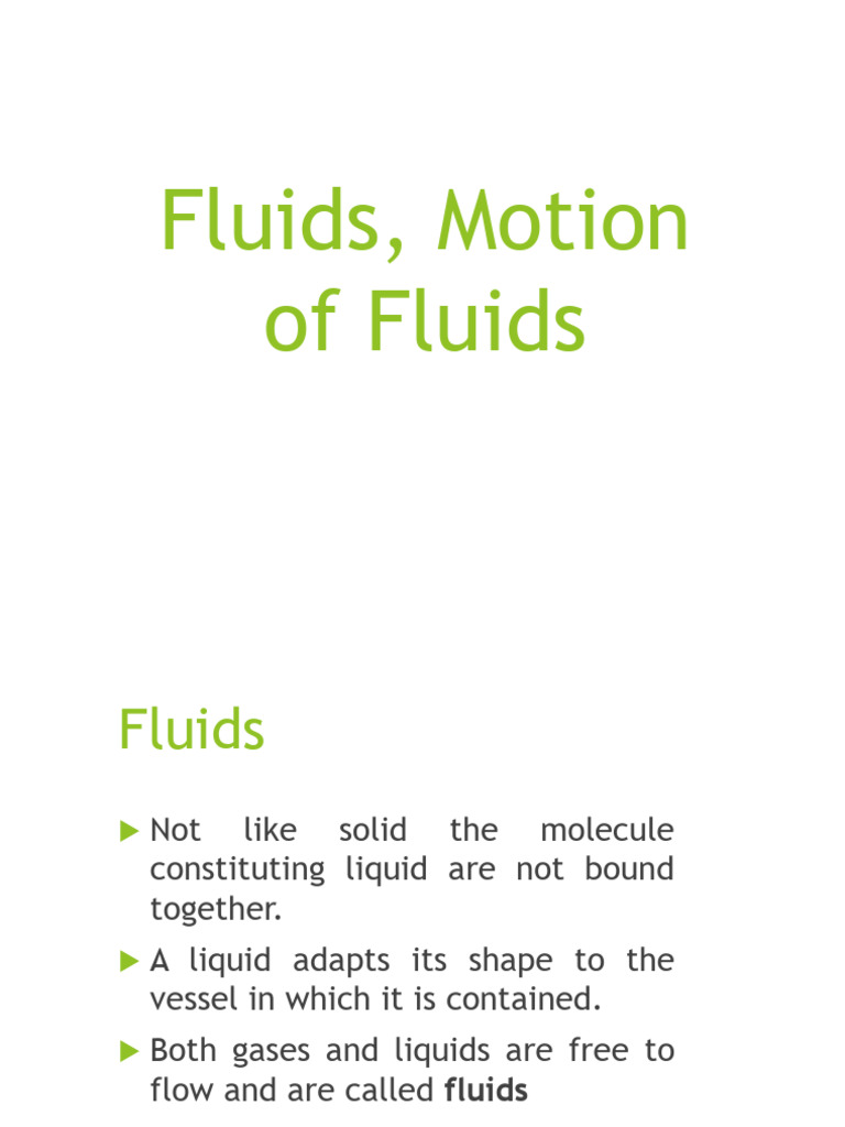 Fluids Motion Of Fluids Pdf
