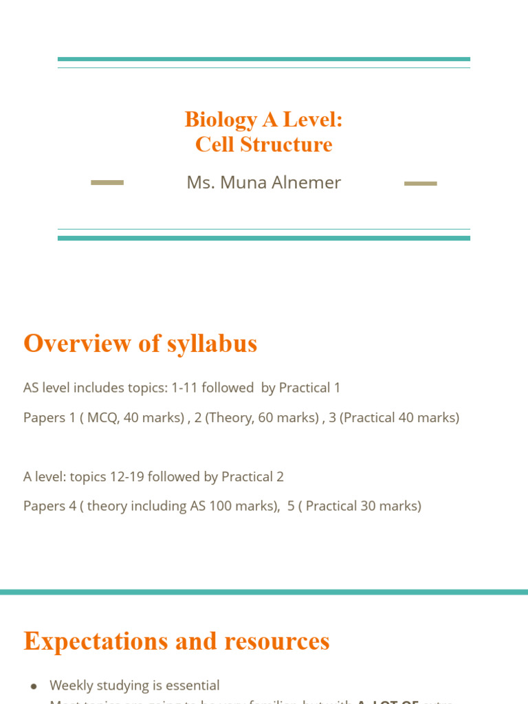 Biology A Level - Ch1 Cell Structure | PDF | Microtubule | Cell (Biology)