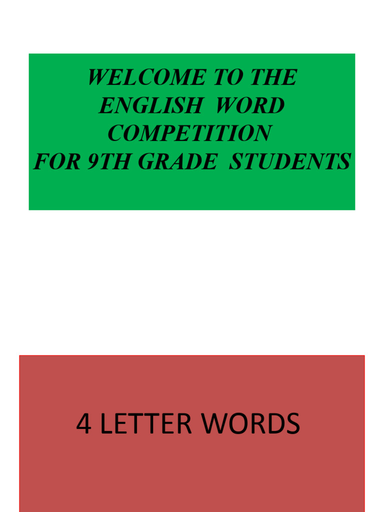 Welcome To The English Word Competition | PDF | Home & Garden