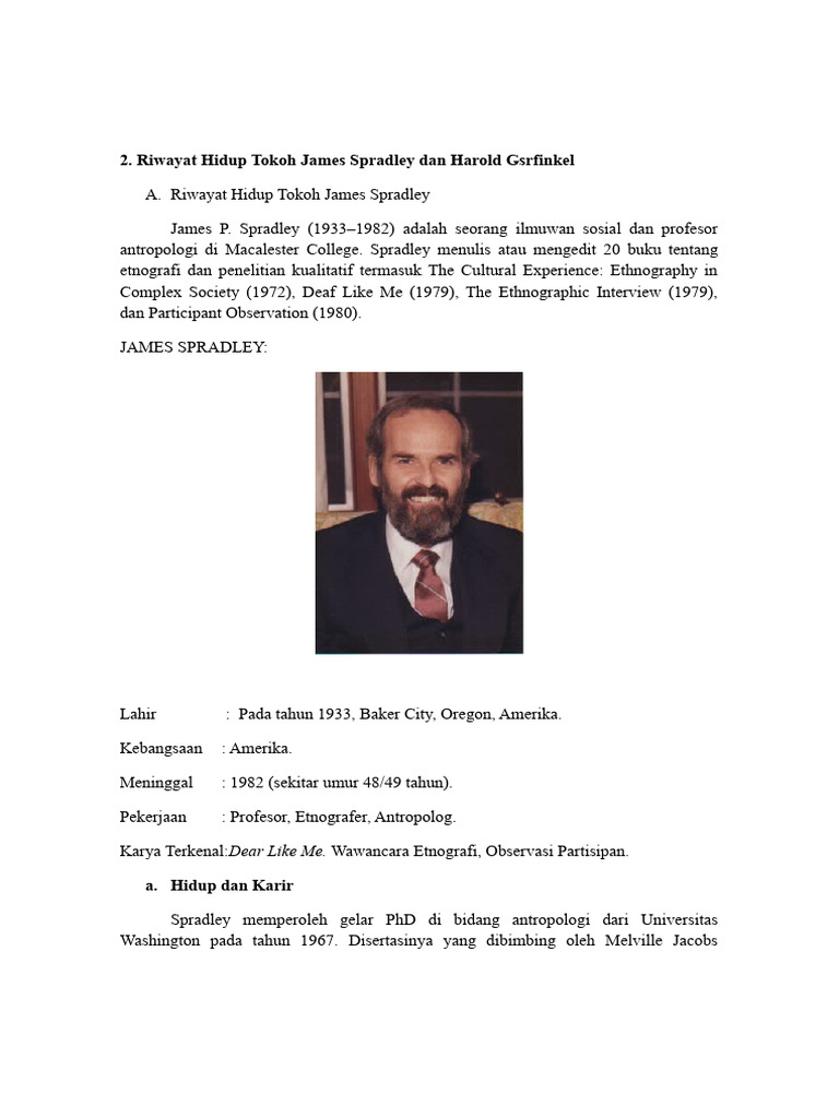 Riwayat Hidup Tokoh James Spradley | PDF