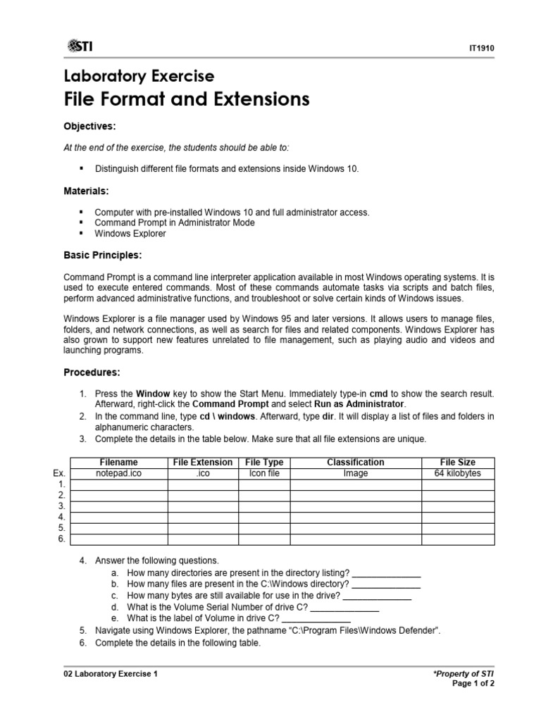 02 Laboratory Exercise 1 | PDF 02 Laboratory Exercise 1 | PDF