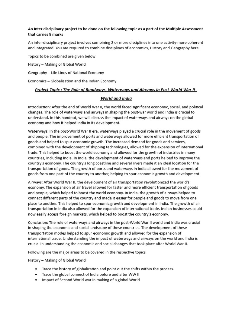 Interdisciplinary Project Class 10 | PDF | Globalization ...