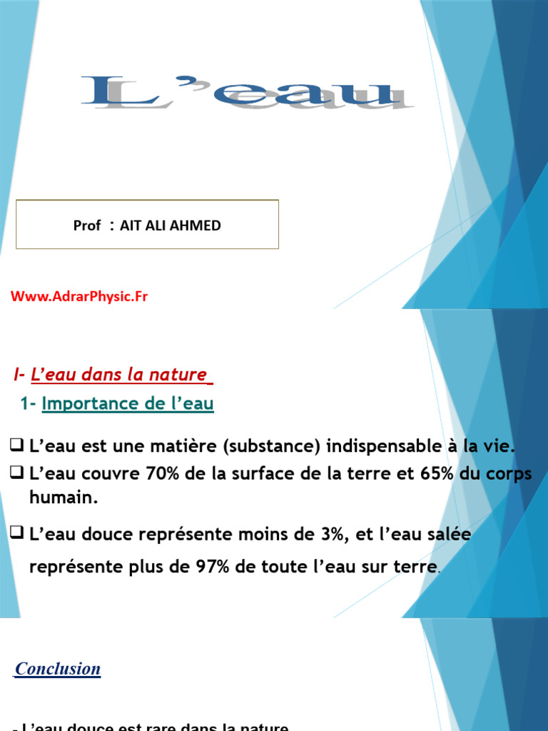 Cours PPT 2 - L'eau Dans Notre Environnement | PDF