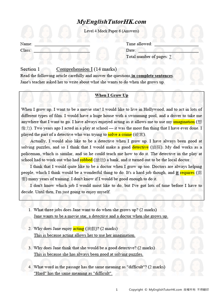 L2b Mock Paper 1.6 03802192 Answers | PDF