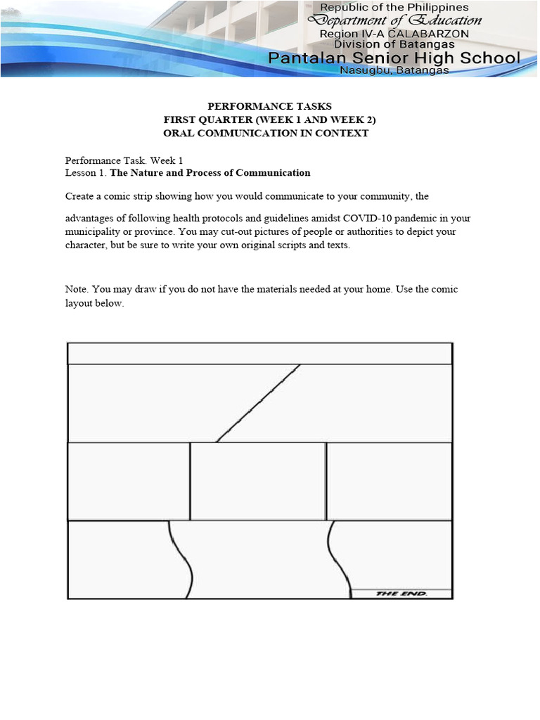 OralCom Performance Task Week 1 and Week 2 | PDF | Language Arts & Discipline