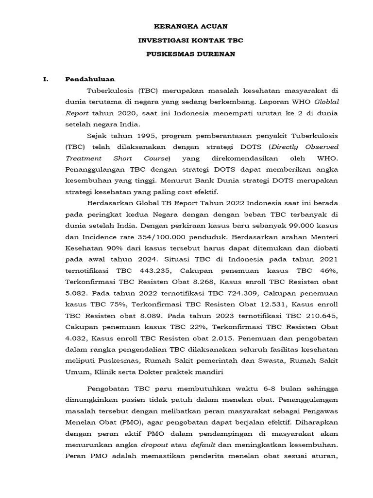 Kak Investigasi Kontak TBC | PDF