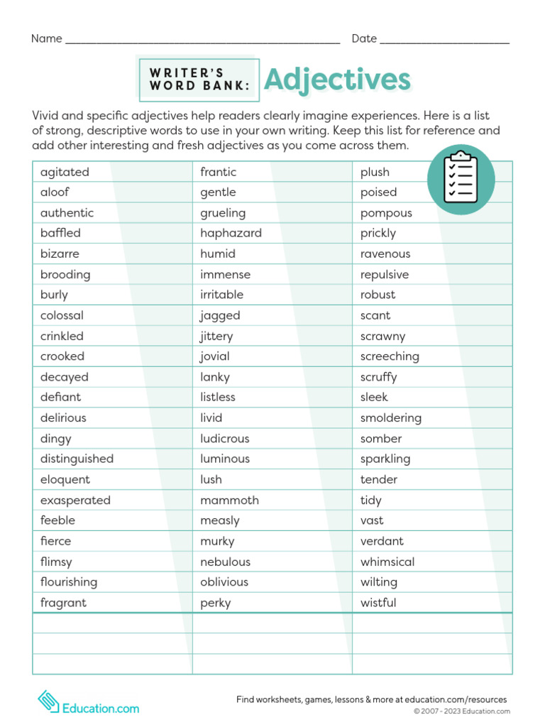 writers-word-bank-adjectives | PDF